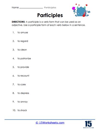 Participles Worksheets Worksheets Worksheets Library