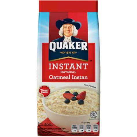 Nilai Kandungan Gizi Quaker Instan Oatmeal