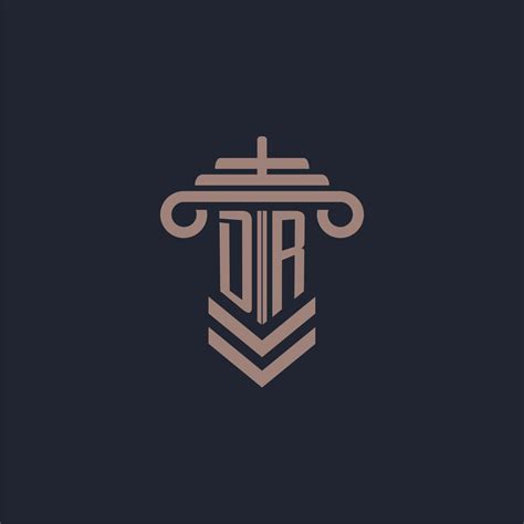 DR Initial Monogram Logo With Pillar Design For Law Firm Vector Image
