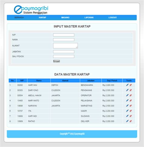 source code aplikasi penggajian karyawan dengan php n