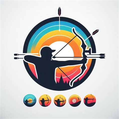 Diseño del logotipo de tiro con arco ilustración vectorial colorida