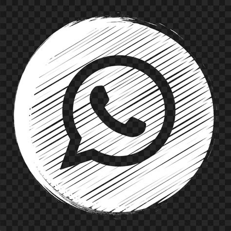 Hd White Outline Whatsapp Wa Round Scribble Style Icon Png Citypng