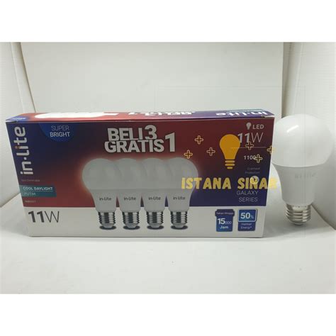 Jual LAMPU LED BULB INLITE IN LITE 3 GRATIS 1 11W 11 W WATT WT