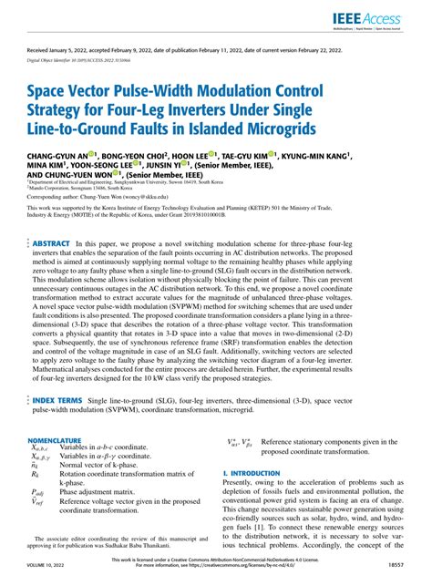 pdf space vector pulse width modulation control strategy for four leg inverters under single