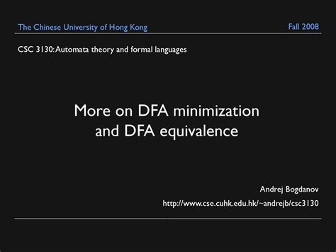 more on dfa minimization and dfa equivalence ppt download