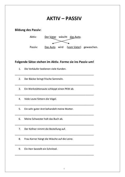 Aktiv Passiv Übung für den täglichen Unterricht Unterrichtsmaterial
