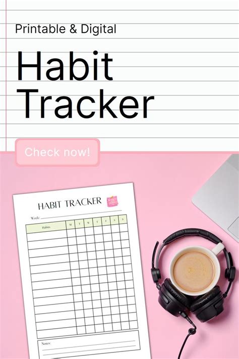 Habit Tracker Printable Digital Productivity Planner Personal Life