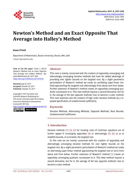 pdf newton s method and an exact opposite that average into halley s method