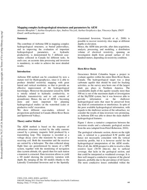 pdf mapping complex hydrogeological structures and parameters by aem