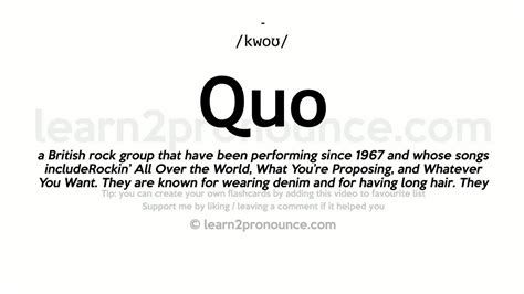 Pronunciation Of Quo Definition Of Quo YouTube