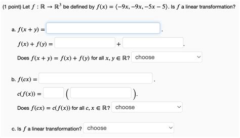 solved 1 point let f r → r³ be defined by ƒ x −9x