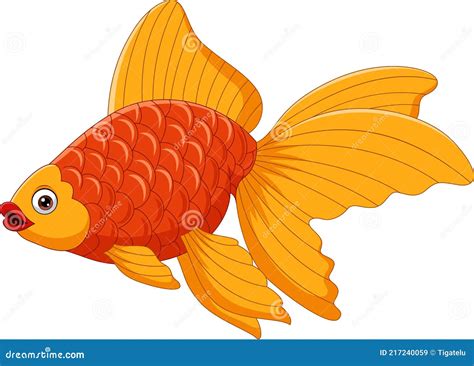 Cartoon Cute Goldfish On A White Background Stock Vector Illustration