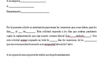 Modelo De Carta Para Informar Periodo De Vacaciones Estella Picture