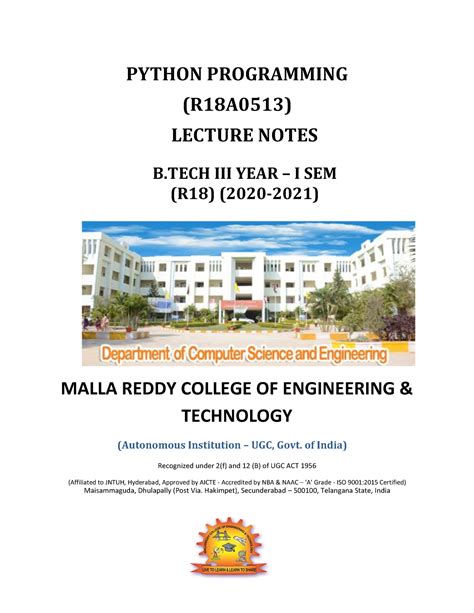 python notes python programming r18a0513 lecture notes b iii year i sem r18 2020 2021