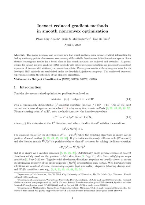 pdf inexact reduced gradient methods in smooth nonconvex optimization