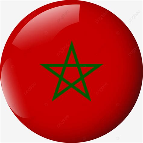 Marruecos Bandera Redonda Efecto Vidrio Brillante Vector Fondo