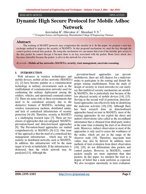 dynamic high secure protocol for mobile adhoc network abstract pdf routing communications