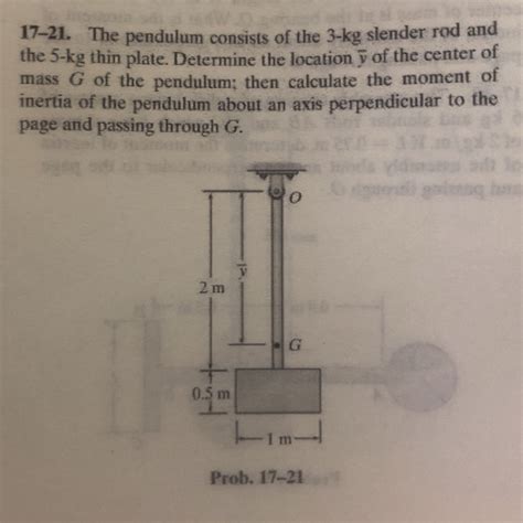 Solved 17 21 The Pendulum Consists Of The 3 Kg Slender Rod Chegg