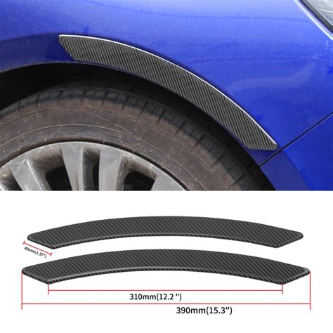 2Pcs 15 Carbon Fiber Pattern Car Wheel Eyebrow Arch Trim Lips Strip