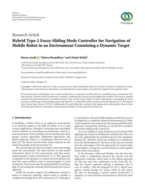 pdf hybrid type 2 fuzzy sliding mode controller for navigation of mobile robot in an