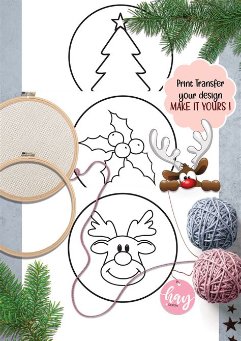 Christmas Patterns Punch Needle 14 PDF Printable Mug Coaster Patterns