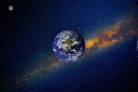 Planeta Ziemia W Kosmosie Na Tle Gwiazd