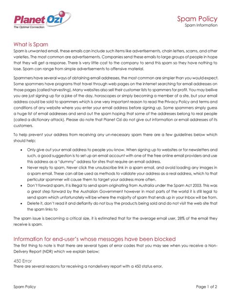Fillable Online Spam Policy Fax Email Print PdfFiller