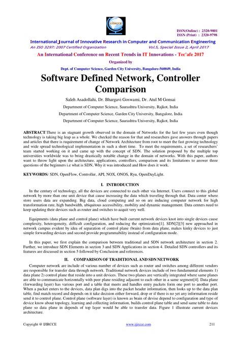 pdf software defined network controller comparison