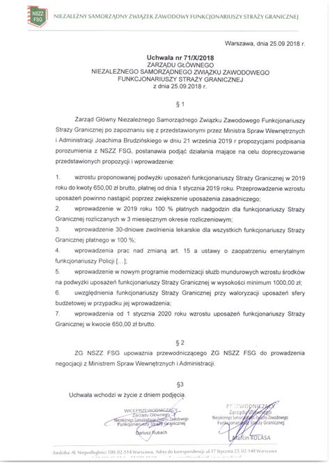 Pismo Przewodniczącego Zarządu Głównego NSZZ FSG do Ministra Spraw
