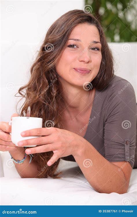 Woman Holding Coffee Mug Stock Image Image Of Attractive