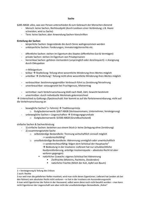 Sachenrecht Bürgerliches Recht Sache 285 ABGB alles was von