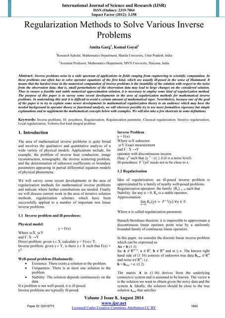 regularization methods to solve pdf