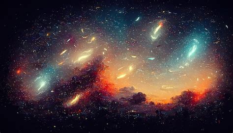 Resumen Cielo Fondo Arte Galaxias Universo Estrellas Planetas Nubes
