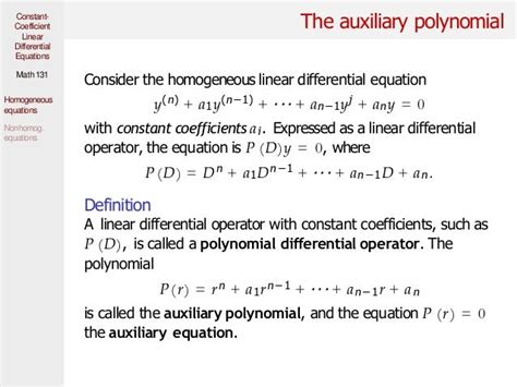 constant coefficient linear differential equations