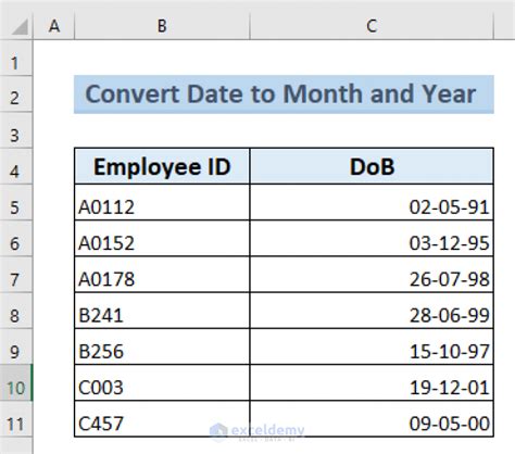 How To Convert Date To Month And Year In Excel Ways Exceldemy