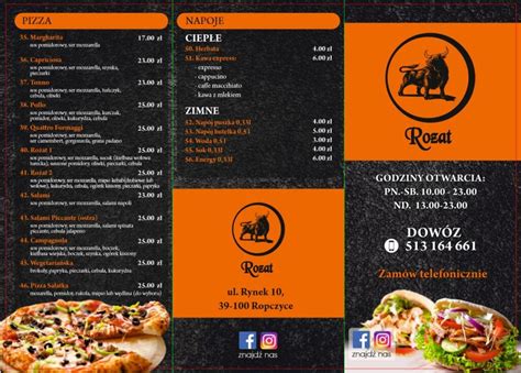 MENU Rożat Kebab Portal Ropczycko Sędziszowski RRS24 NET