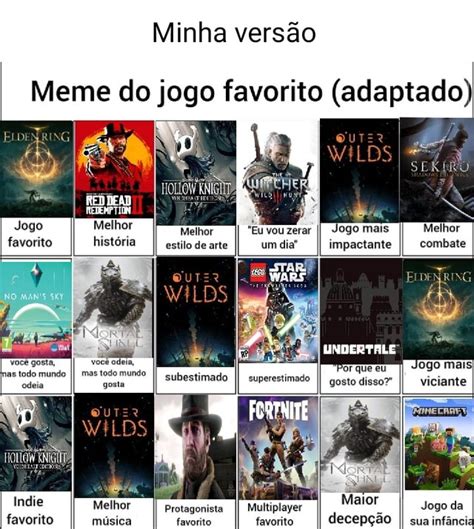 Minha versão Meme do jogo favorito adaptado EAD Jogo Melhor II Melhot