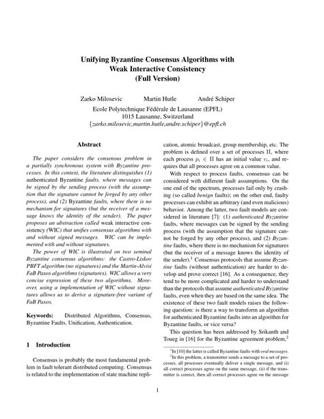 pdf unifying byzantine consensus algorithms with weak interactive consistency