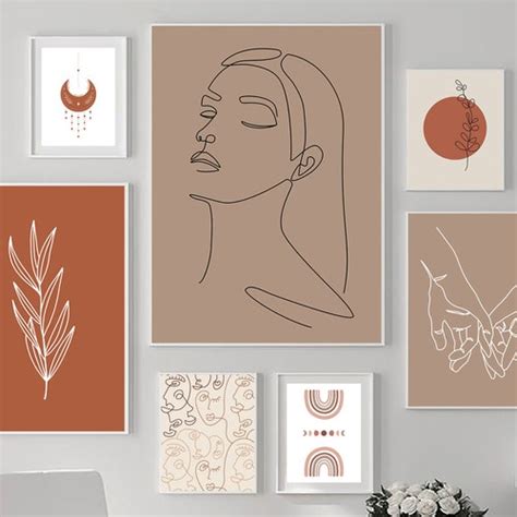 Boho Gallery Wall Art Boho Abstract Set Of 10 Prints Line Etsy