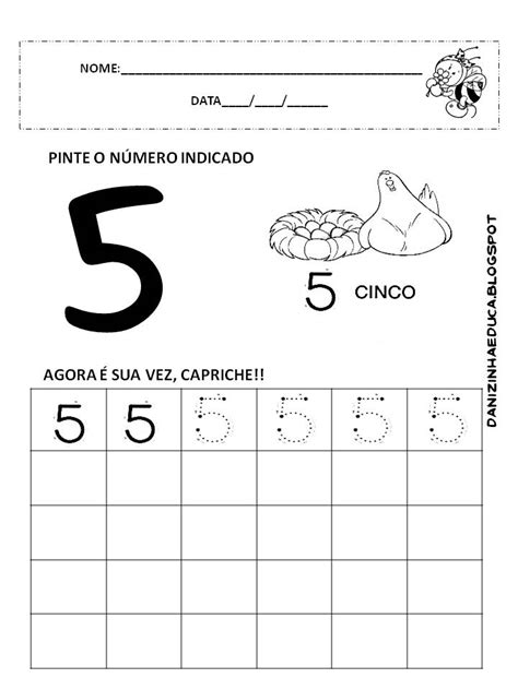 Atividades números pontilhados 1 ao 5 Dani Educar