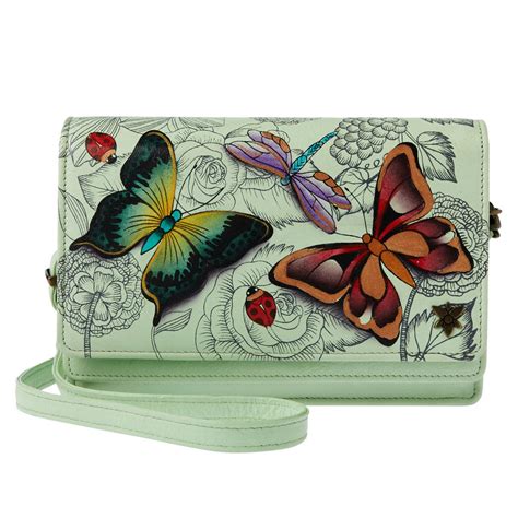 Anuschka Hand Painted Leather Flap Crossbody Organizer 20456911 HSN
