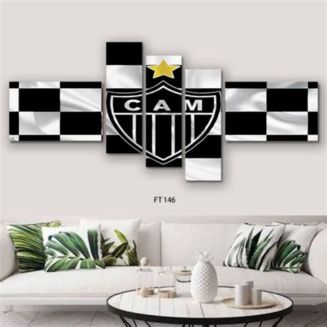 Quadro Decorativo Atlético Mineiro Painel 5 Peças 1 33x61cm