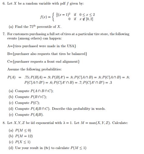 solved let x be a random variable with pdf f given by find