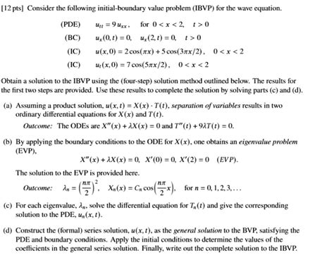 solved consider the following initial boundary value problem ibvp for the wave equation pde