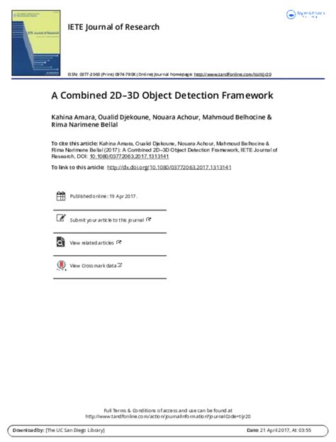 pdf a combined 2d 3d object detection framework djekoune a oualid