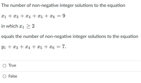solved the number of non negative integer solutions to the