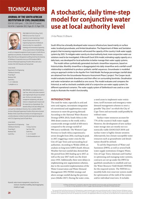 pdf a stochastic daily time step model for conjunctive water use at local authority level