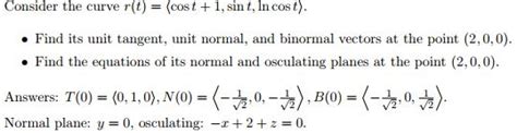 solved consider the curve r t cost 1 sint in cost