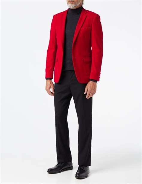 GARY BLAZER AUS ROTEM SAMT 46 Red Velvet Suit Jacket Velvet