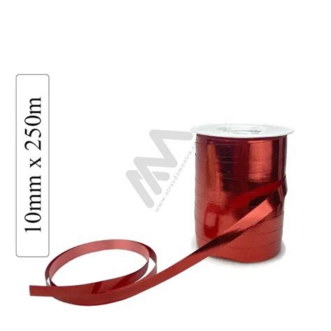 Fita De Embrulho Star Vermelho Metal 10mm X 250m